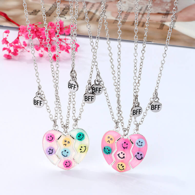 Funny Emoji Trio Necklace Magnetic for Three Best Friends – worldnetgifts