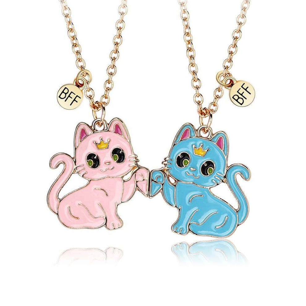 Cute Cartoon Magnetic Cat Necklace Set for Best Friends - 3 Color Opti ...