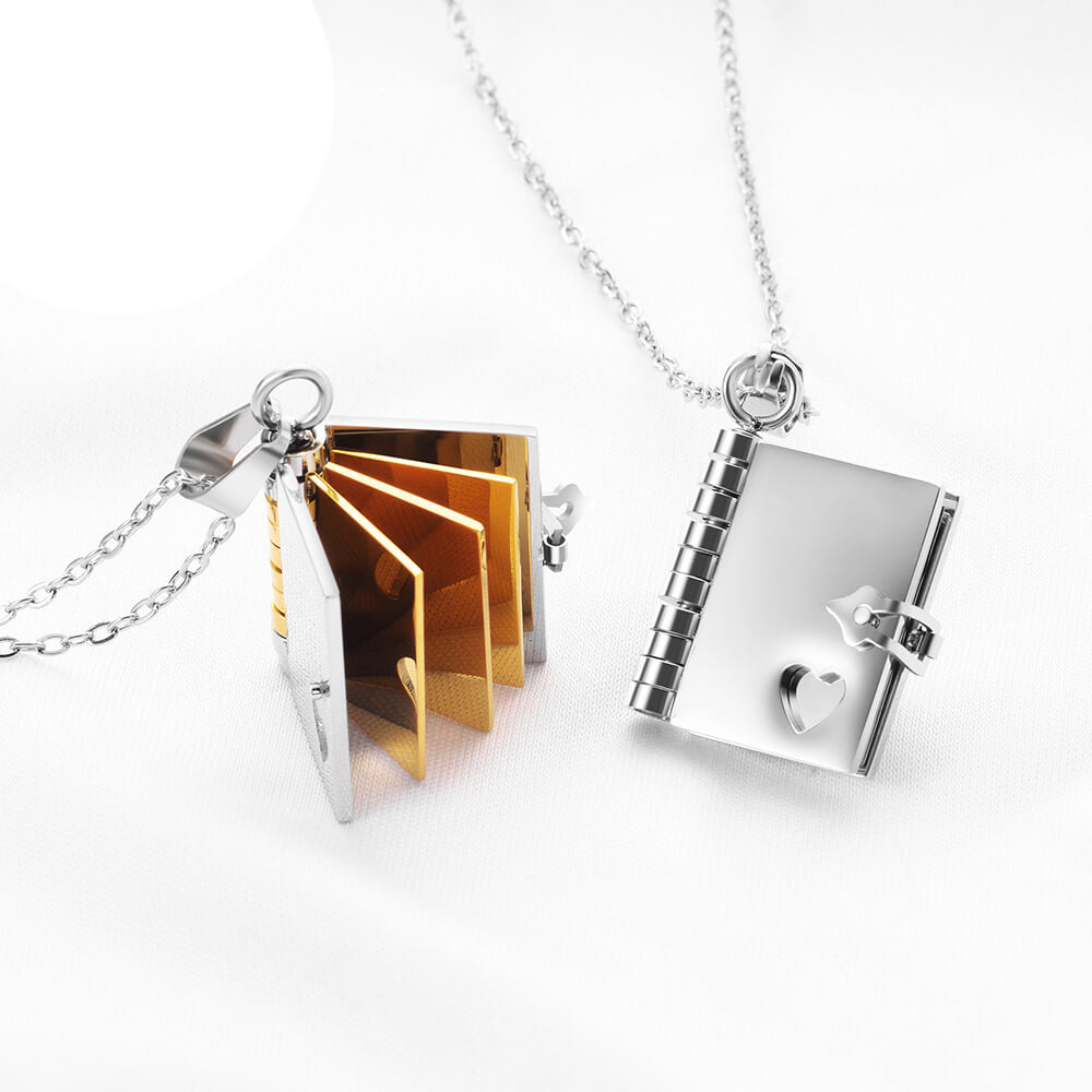 Personalized Book Locket Necklace with Customized Engraving Text ...
